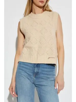 GANNI Embroidered-logo Knitted Vest