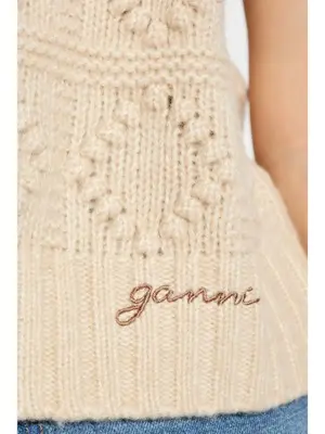 GANNI Embroidered-logo Knitted Vest