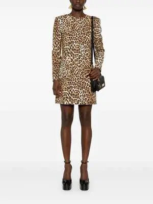 Moschino Leopard-print Mini Dress - Brown