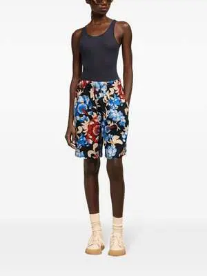 AMI Paris Floral-print Elasticated-waist Shorts
