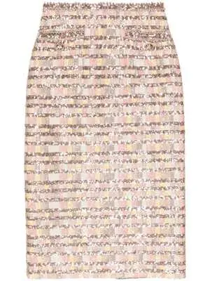 Elie Saab Camaleonte Sequin-embellished Midi Skirt - Neutrals