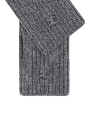 COURREGES Ribbed Wool Mittens - Grey