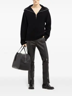 COURREGES Ribbed Wool Hooded Sweater - Black