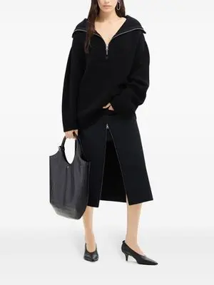 COURREGES Ribbed Wool Hooded Sweater - Black