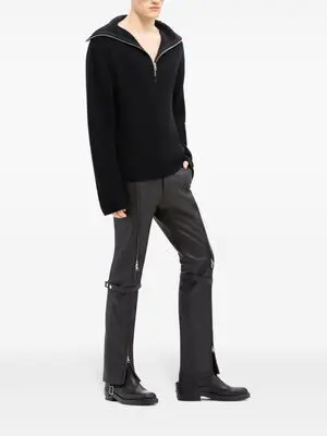 COURREGES Ribbed Wool Hooded Sweater - Black