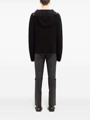 COURREGES Ribbed Wool Hooded Sweater - Black