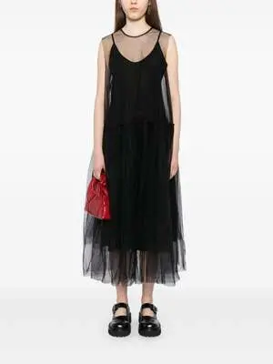 JNBY Sleeveless Tulle Overlay Dress - Black