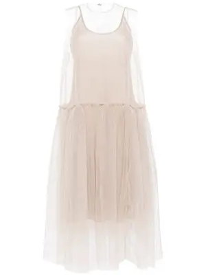 JNBY Sleeveless Tulle Overlay Dress - Grey