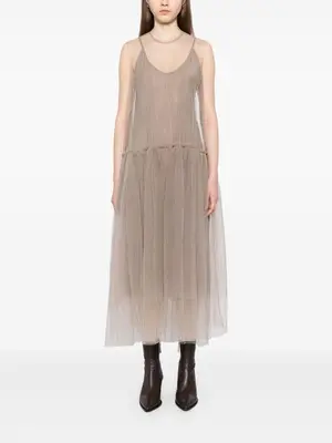 JNBY Sleeveless Tulle Overlay Dress - Grey