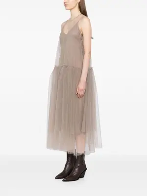 JNBY Sleeveless Tulle Overlay Dress - Grey