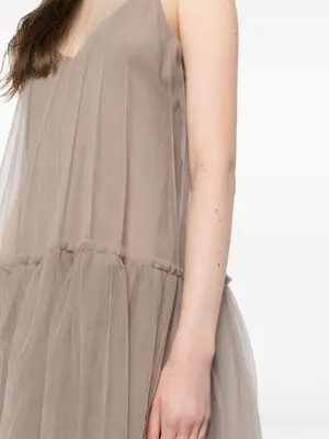 JNBY Sleeveless Tulle Overlay Dress - Grey