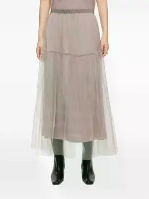 JNBY A-line Tulle Midi Skirt - Grey