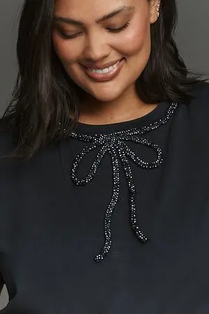 English Factory Rhinestone Bow Tee