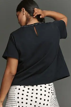 English Factory Rhinestone Bow Tee