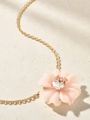 Irene Neuwirth Tropical Flower Opal And Morganite 18-karat Necklace - Gold