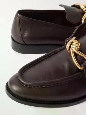 Bottega Veneta Astaire Embellished Leather Loafers - Brown