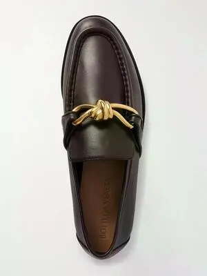Bottega Veneta Astaire Embellished Leather Loafers - Brown