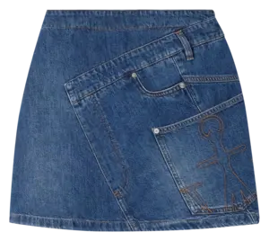 JW Anderson Paneled Embroidered Denim Mini Skirt - Blue