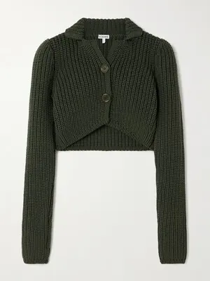 Loewe Cropped Ribbed-knit Cardigan