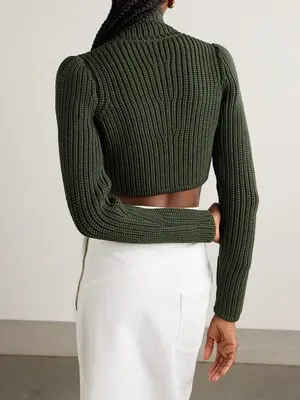 Loewe Cropped Ribbed-knit Cardigan