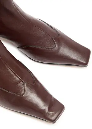 Khaite Nevada 40 Leather Ankle Boots - Brown