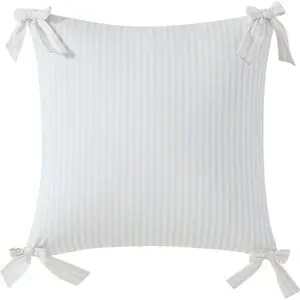 PERI HOME Pinstripe Bow Accent Pillow - Taupe