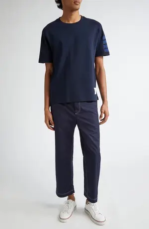 Thom Browne Milano 4-bar Cotton T-shirt - Navy