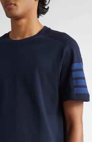 Thom Browne Milano 4-bar Cotton T-shirt - Navy