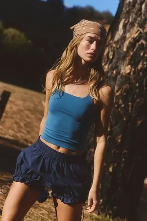 Free People FP Movement Go To Smooth Square Neck Cami Top Washed Riptide
