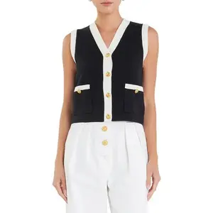 English Factory Button Detailed Vests For Women