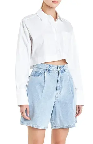 GREY LAB Oversize Crop Button-up Shirt
