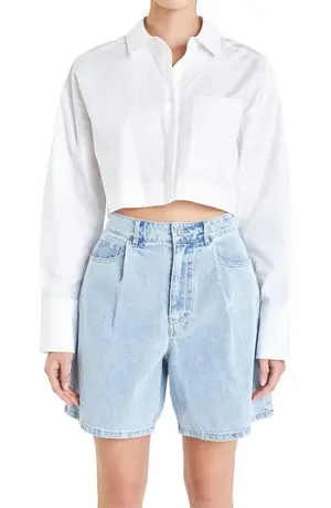 GREY LAB Oversize Crop Button-up Shirt