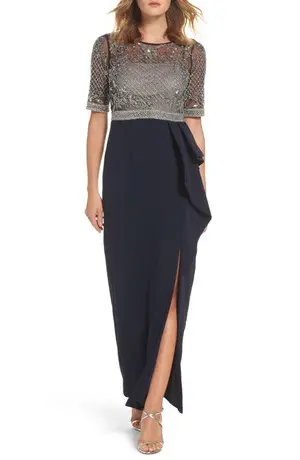 Adrianna Papell Embellished Beaded Gown