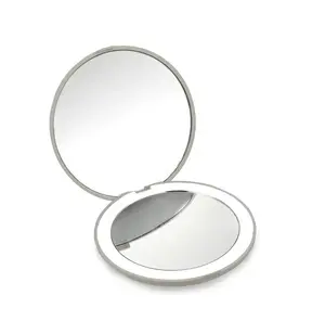 COWIN 1x/10x Magnification Lighted Travel Folding Makeup Mirror 3.5 Inch - White