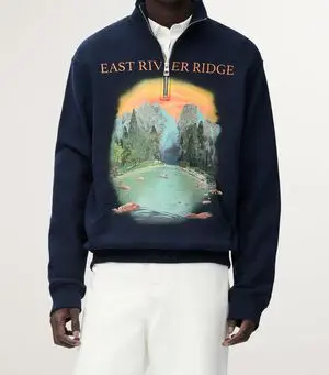 Loewe Graphic Quarter-Zip Sweatshirt - Blue | Editorialist