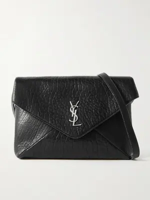 Saint Laurent Cassandre Textured-leather Pouch - Black