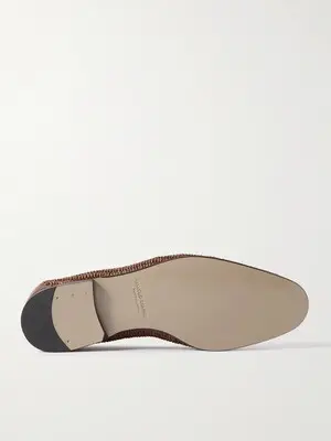 Manolo Blahnik Mario Leather-trimmed Raffia Loafers - Brown
