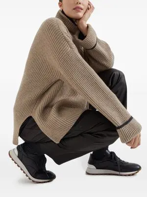 Brunello Cucinelli Monili-chain Leather Sneakers