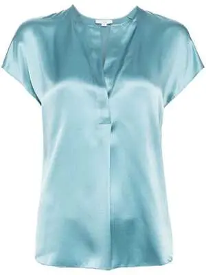 Vince Silk Cap-sleeve Blouse - Blue