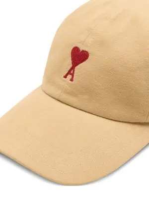 AMI Paris De Coeur Embroidered Cap - Neutrals