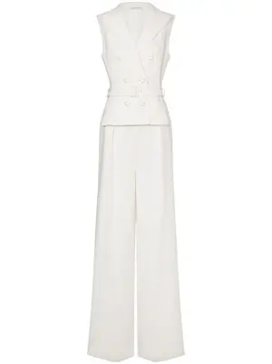 Alberta Ferretti Double-breasted Wide-leg Jumpsuit - White