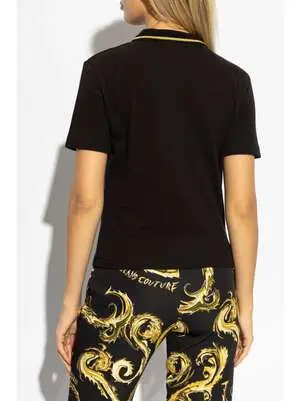 Versace Embroidered-logo Cotton Polo Shirt - Black