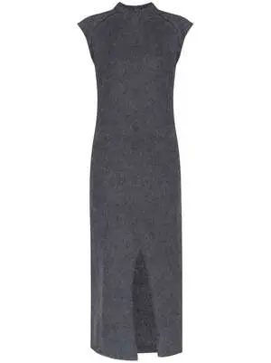 JIL SANDER Front-slit Knitted Maxi Dress - Grey