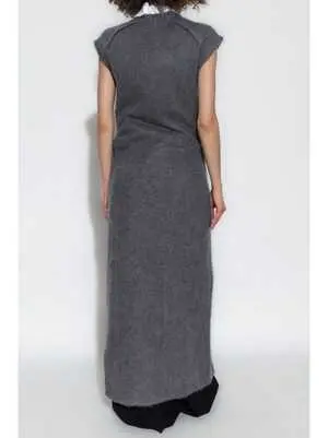 JIL SANDER Front-slit Knitted Maxi Dress - Grey