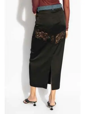 Blumarine Long Straight Skirt With Lace Insert