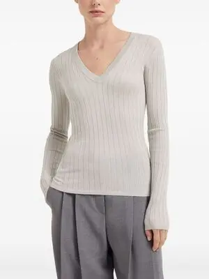 Brunello Cucinelli Ribbed-knit Top - Grey
