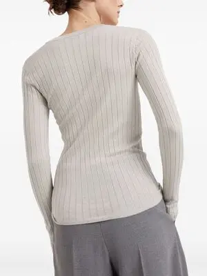 Brunello Cucinelli Ribbed-knit Top - Grey