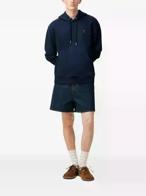 AMI Paris De Coeur Organic Cotton Hoodie - Blue
