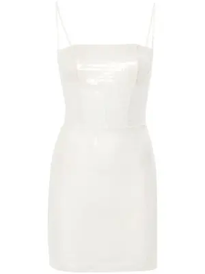 White Sequined Mini Dresses
