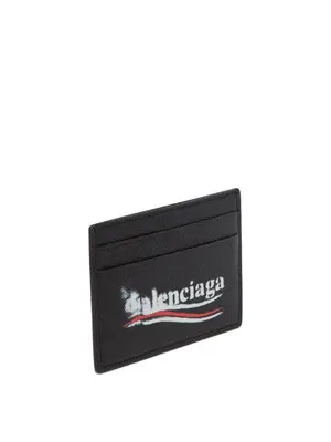 Balenciaga Smudged Logo-print Leather Cardholder